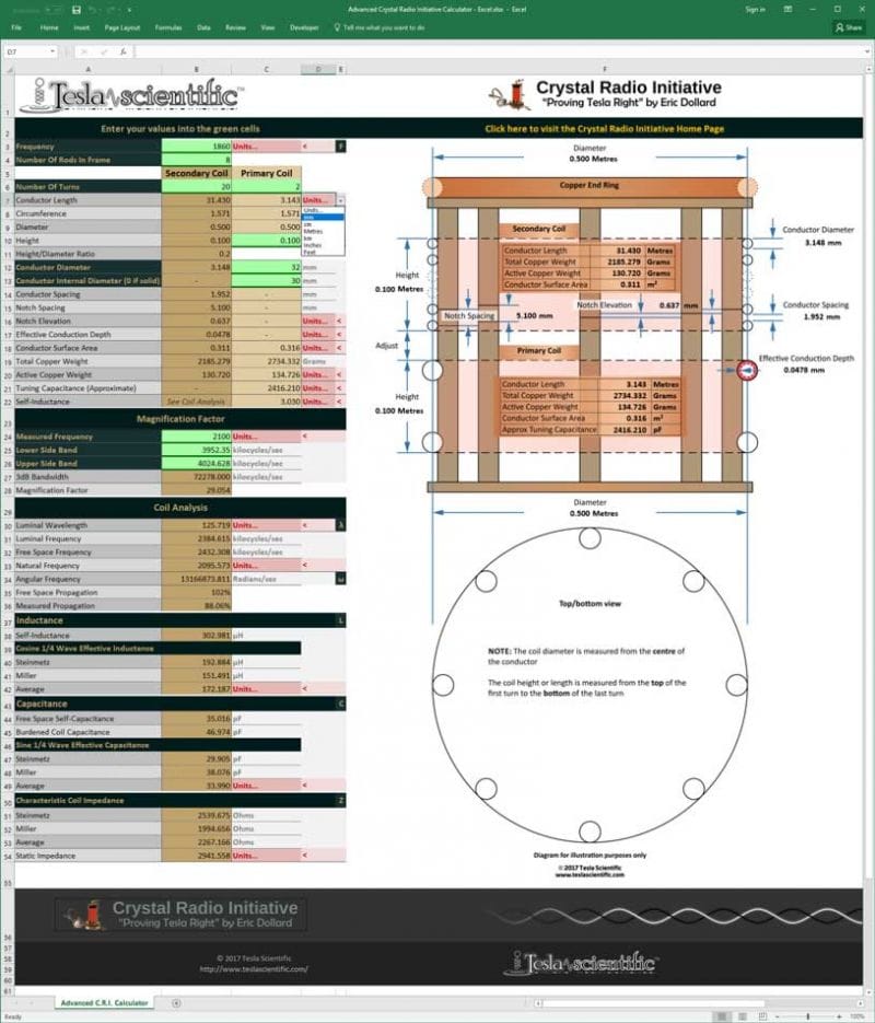New Version Of The Crystal Radio Initiative Calculator! | Tesla Scientific